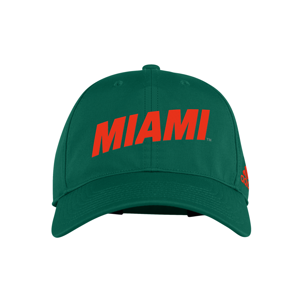 Miami Hurricanes Adidas Adi Box Flat Brim Flex Hat Green